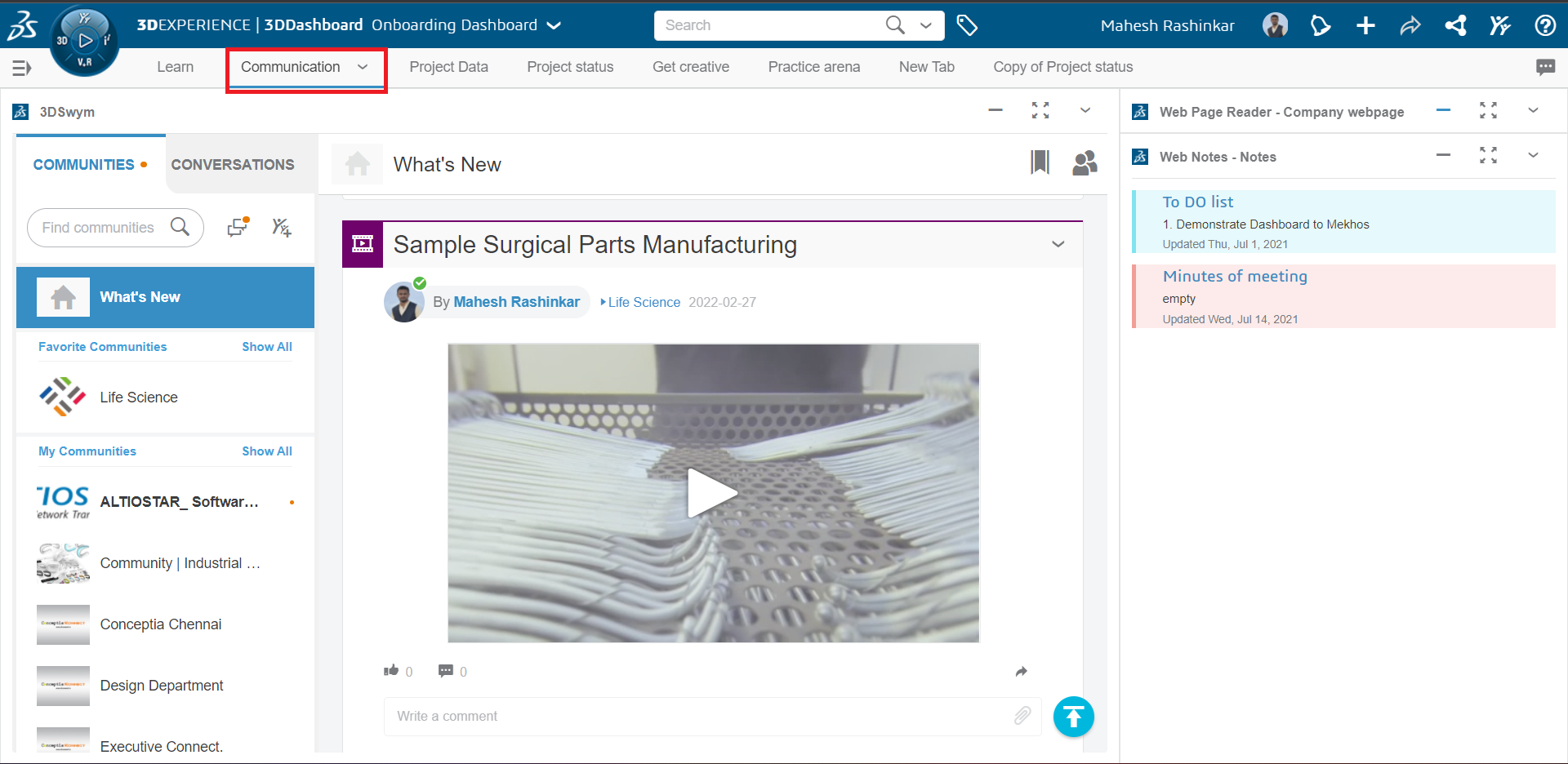 Create 3DEXPERIENCE Dashboard with Collaborative Business Innovator