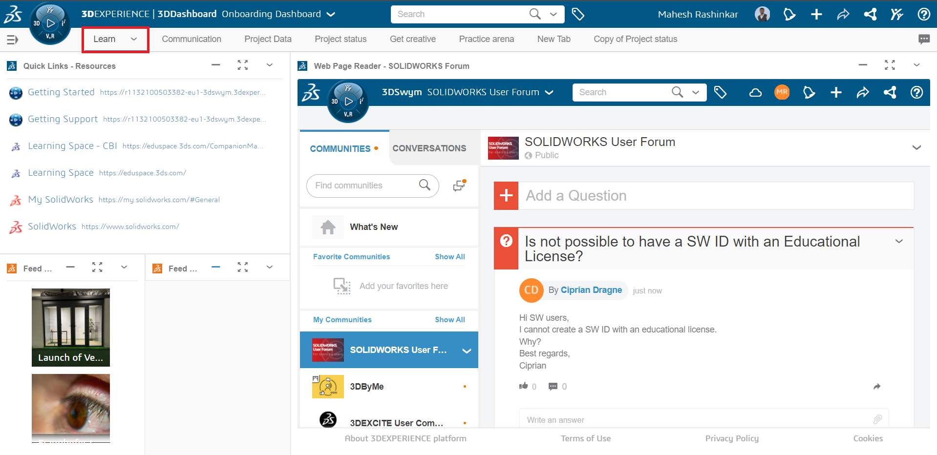 Create 3DEXPERIENCE Dashboard with Collaborative Business Innovator